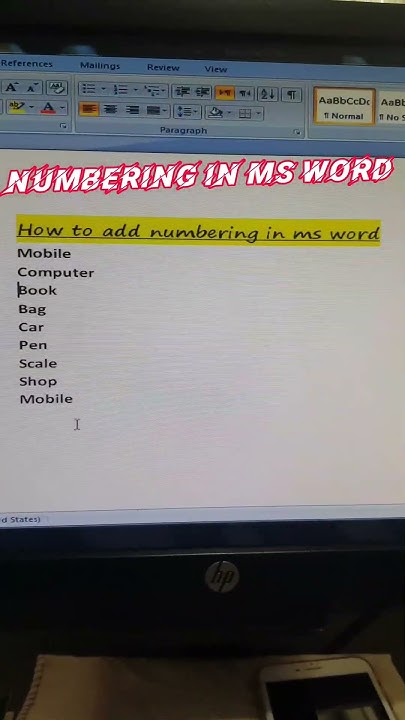 How to add Serial numbers in Microsoft Word #shorts #msword # ...