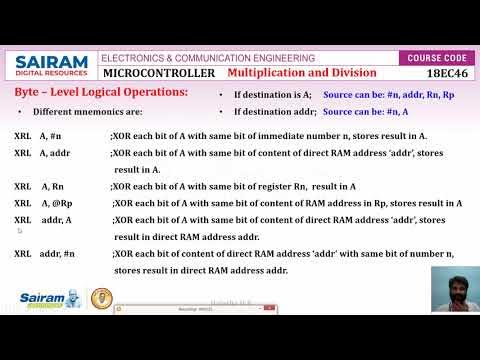 Lecture Video_18EC46_Module 2_10_Logical Instructions_Halesha H R - YouTube