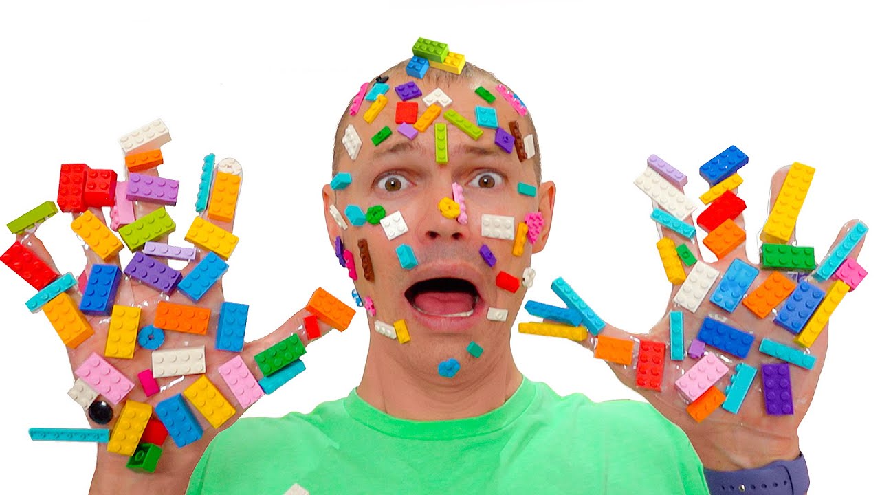 Katy and Dad with Lego face - YouTube