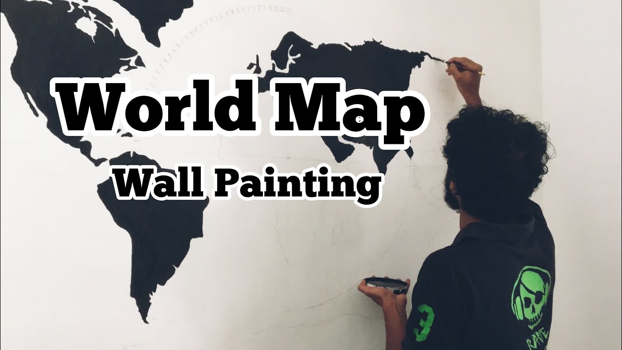 World map | Wall painting I Familiar arts | Vishnu T P - YouTube