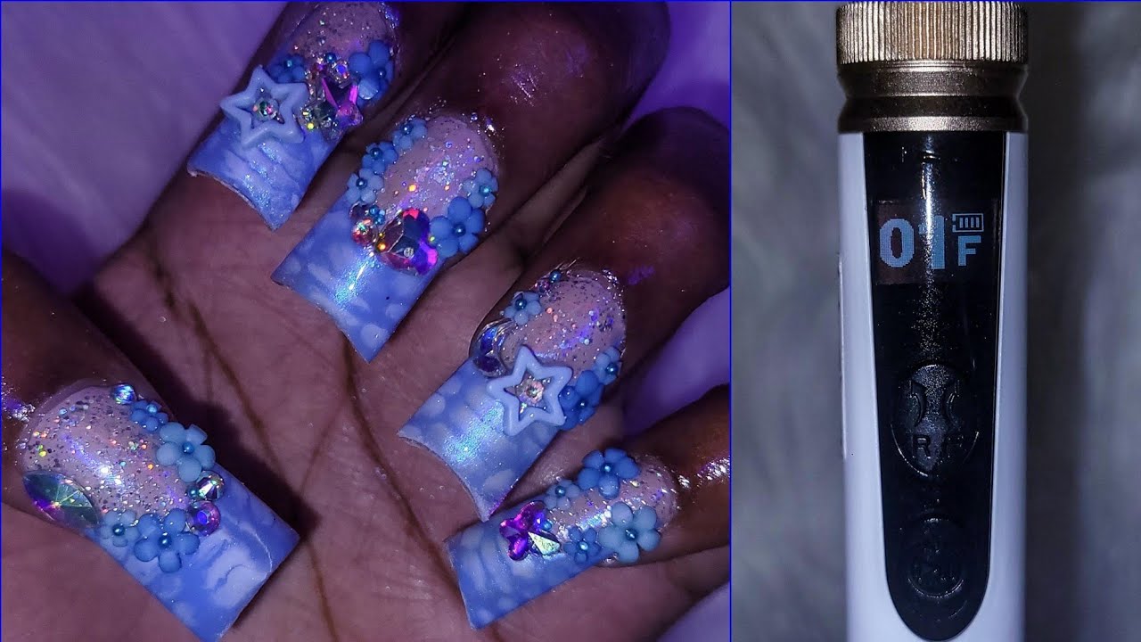 MELODY SUSIE SM180F NAIL DRILL 💅🏽 + BLUE CROC PRINT DUCK NAILS 💙 - YouTube