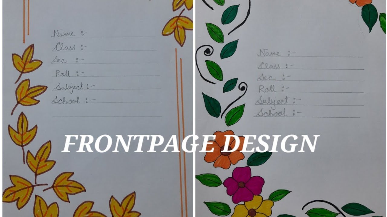 FRONTPAGE DESIGNS FOR SCHOOL PROJECT/COVERPAGE/ASSIGNMENT/NOTEBOOK II ...