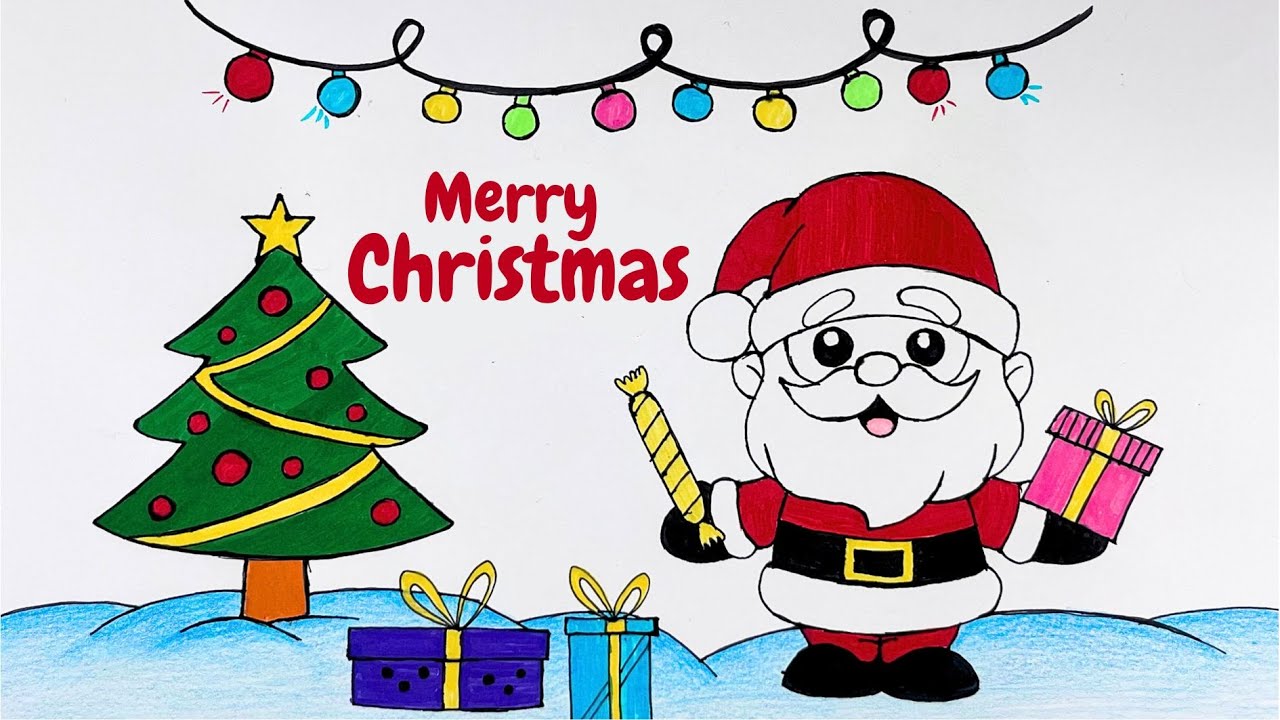 Easy Christmas Drawing for Kids 🎅🏻| Easy Step By Step - YouTube