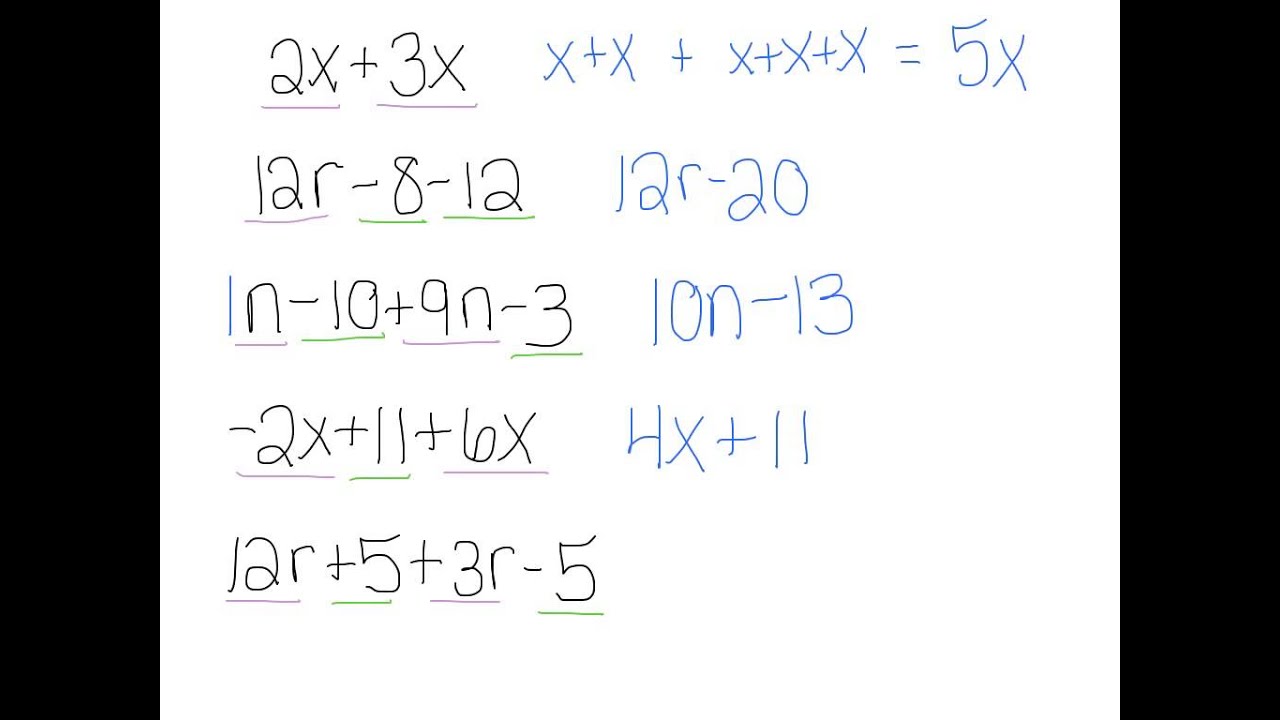 Combining Like Terms and the Distributive Property - YouTube