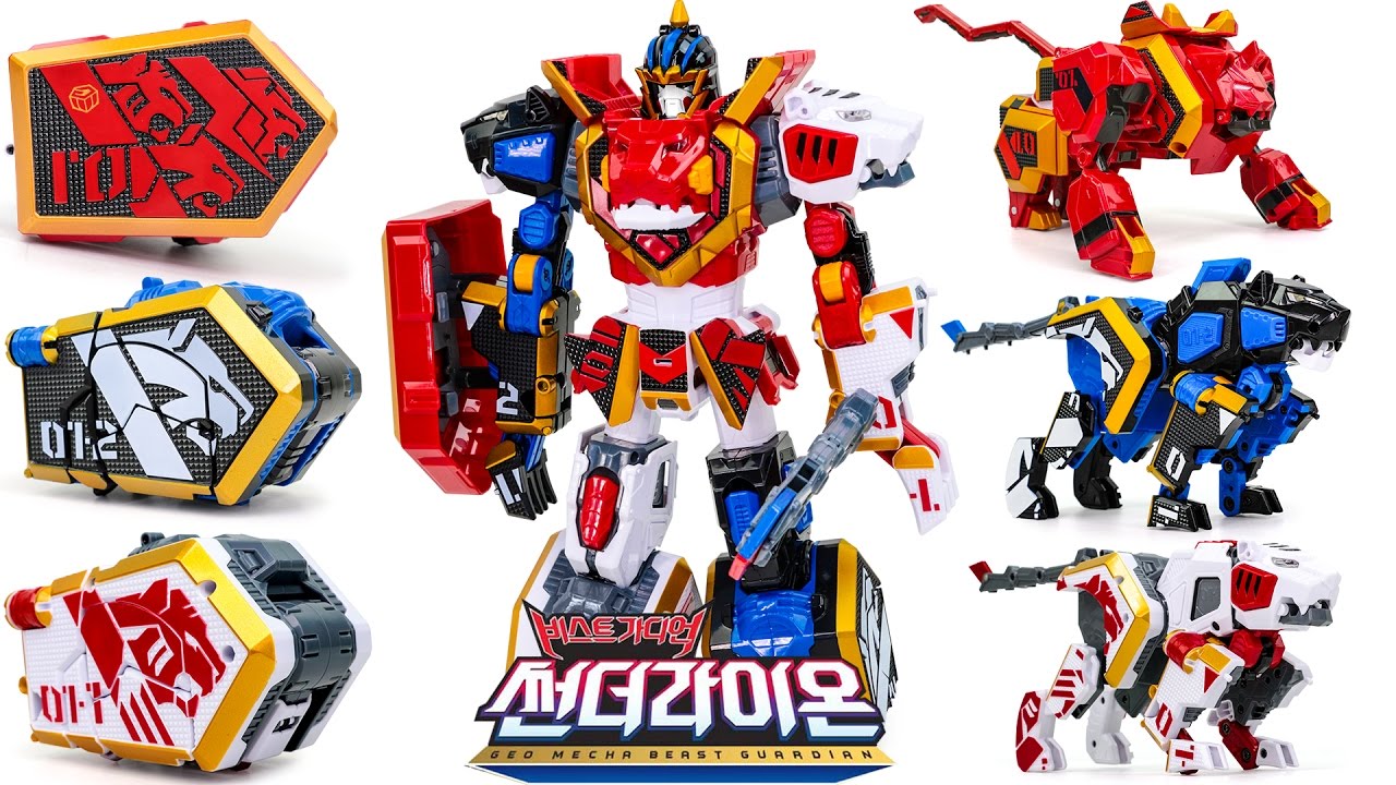 GeoMeCha BEASTGUARDIAN ThunderLion LeoKhan Tiger Jaguar Triple Robot ...