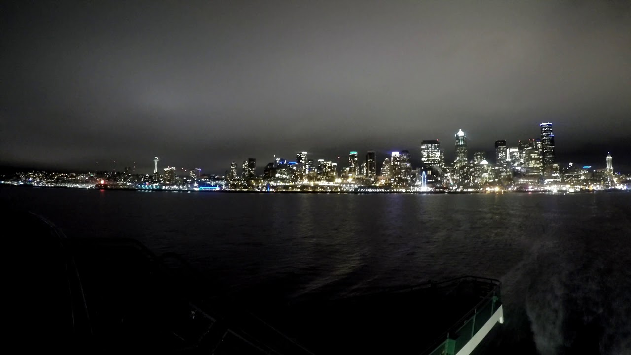 Ferry Leaving Seattle at Night - YouTube