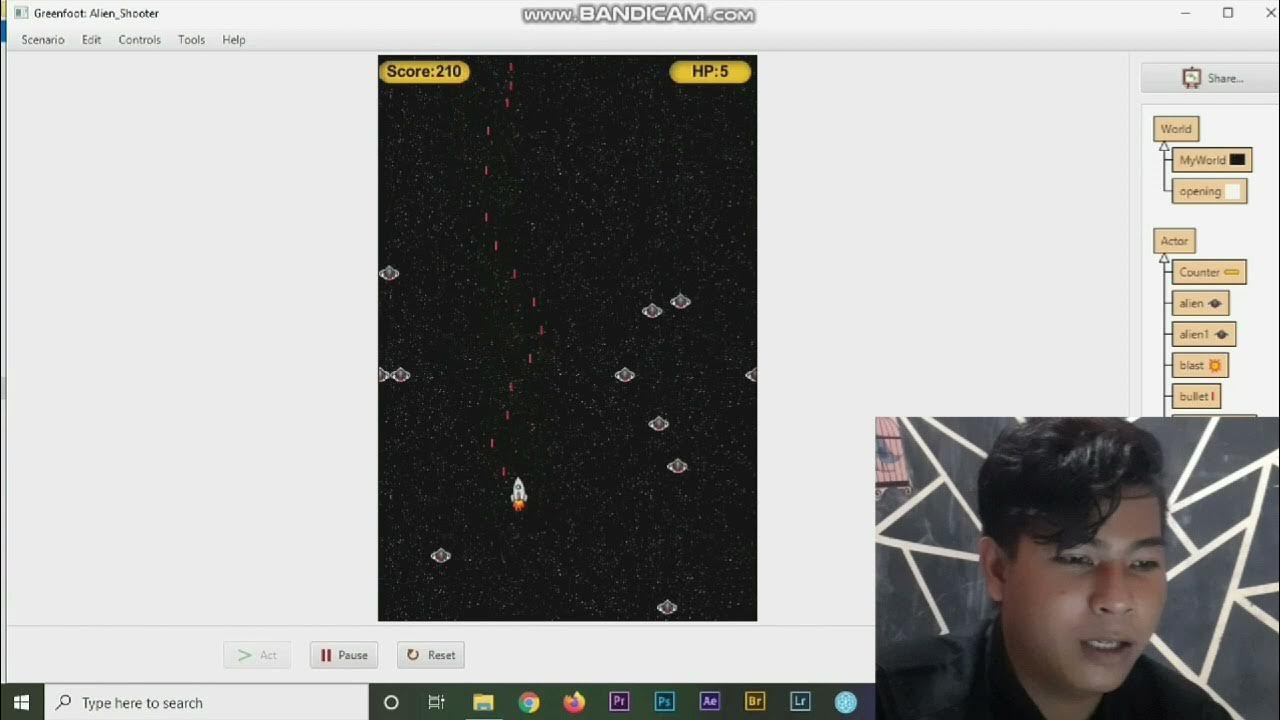 demo game alien shooter greenfoot (I Gusti Agung Wahyu Eka Putra 2015051088) - YouTube