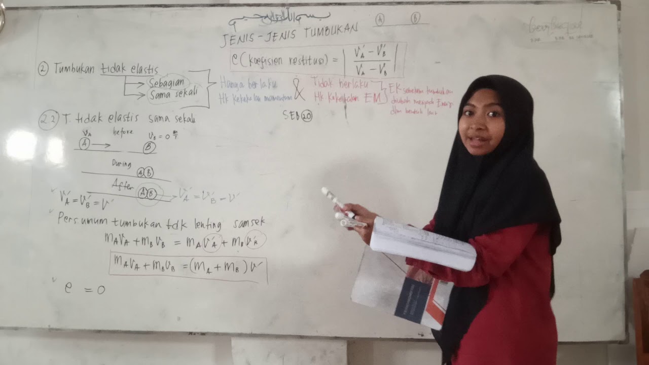 Jenis-jenis Tumbukan [4 of 5]. "Tumbukan Tidak Lenting Sama Sekali dan ...