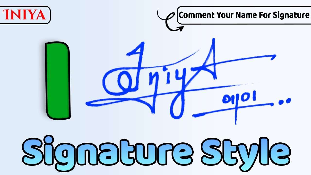 ️ Iniya Name Signature Style Request Done - YouTube
