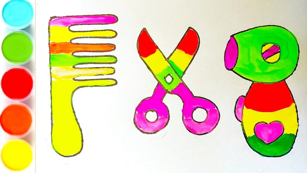 how to draw hair styling tools step by step for kids #Drawing with me ...
