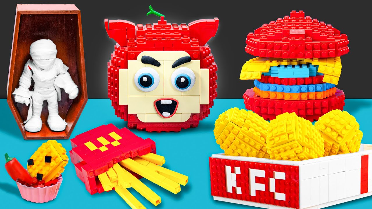 Lego Challenge in Real life: Confronting Ancient Mummy and Mukbang KFC ...