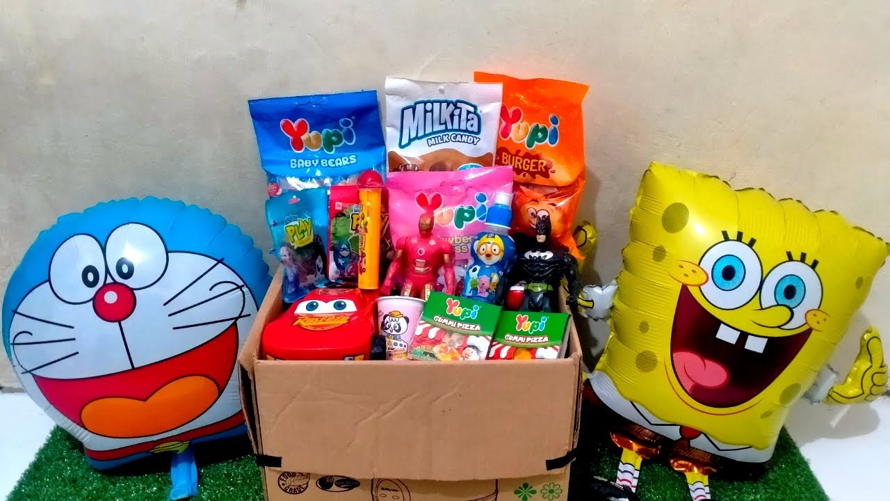 Hunting Permen yupi, Pororo, coklat chacha,mobil mcquin,tank,panda ...