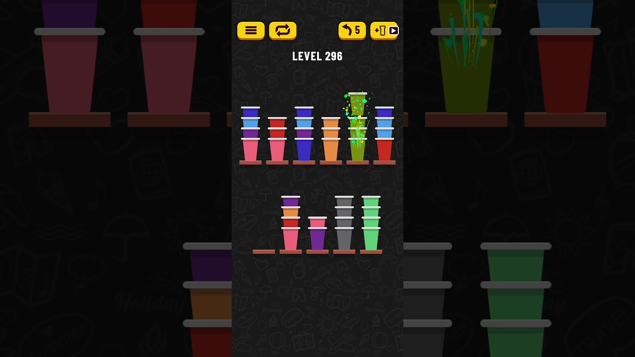 Cup Sort Puzzle Level 296 = Water Sort Puzzle Level 296 = Ball Sort ...