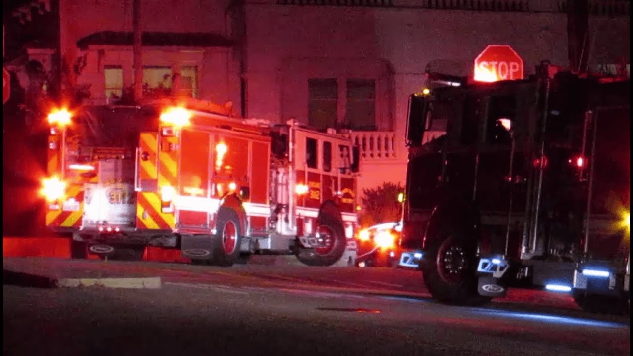 EPIC Fire Engines Responding Code-3 to Structure Fire with Screaming Q ...