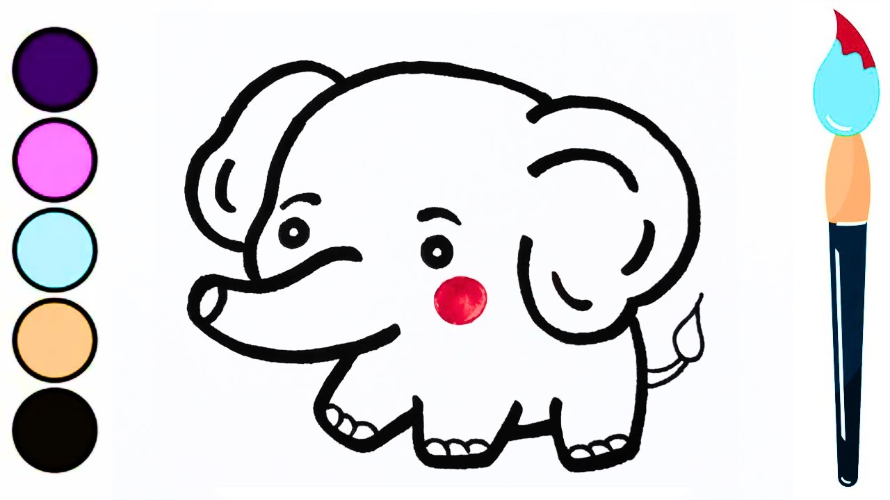 How to draw a cute dumbo for kids, Painting & Coloring for kids , Easy ...