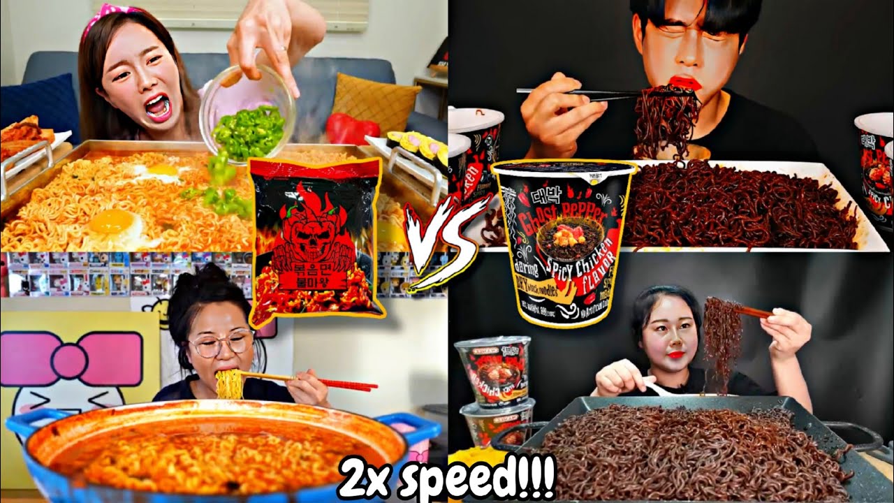 🔥 Devil of Fire Noodles vs. Ghost Pepper Noodles: 2X Speed Spicy ...