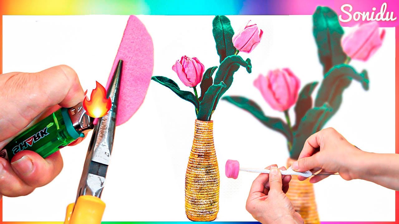 How to Make felt TULIP Flower Tutorial ǀ DIY - YouTube