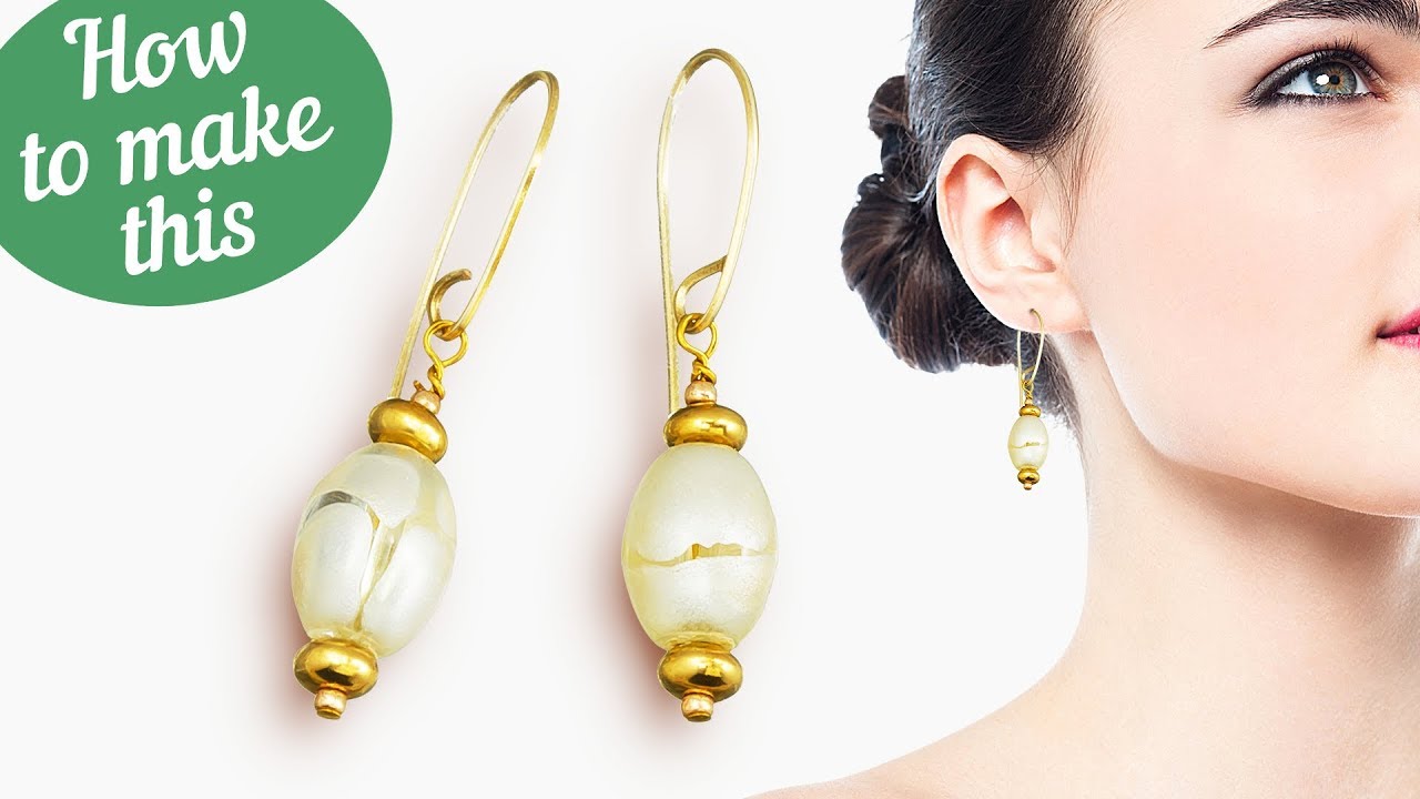 How to make Simple Gold Hand-Painted Earrings | Quick tutorial - YouTube