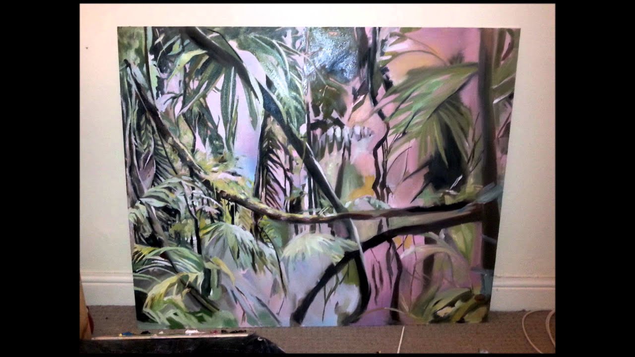 Progress pictures for the painting, 'Jungle Flight', by Jennifer ...