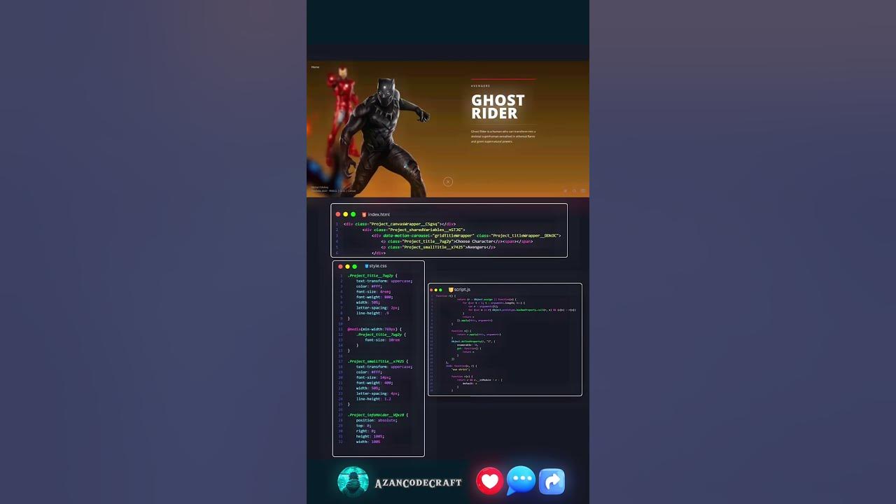 Avenger characters ⚔️ Image slider #html #coding #viralshorts #shorts #trending #javascript ...