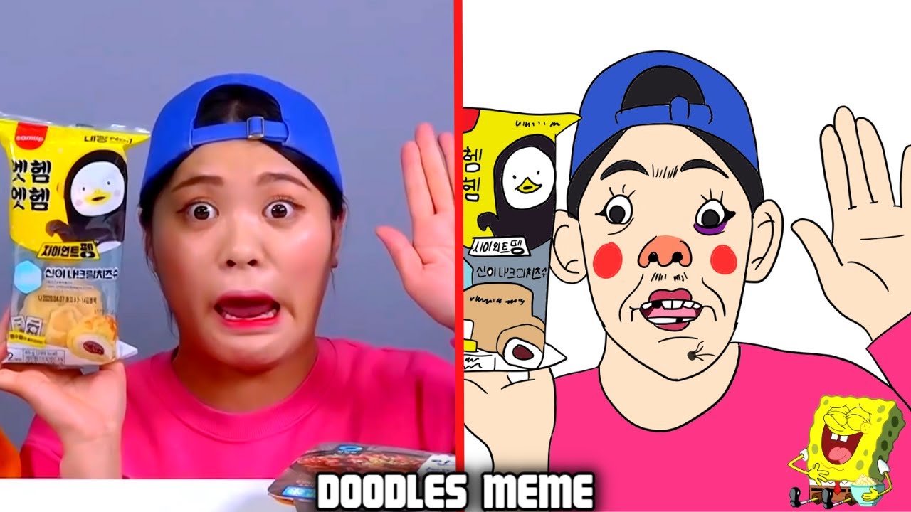 Mukbang Memes: Fire Spicy Noodle Chicken Sausage Mukbang DONA 먹방 불닭볶음면 ...