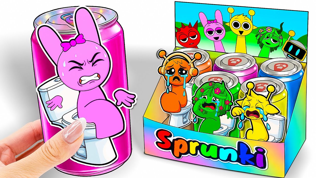 💖Paper DIY️💖Rescue SPRUNKI in Toilet🚽HELP PINKI Unboxing Mysterious CAN ...