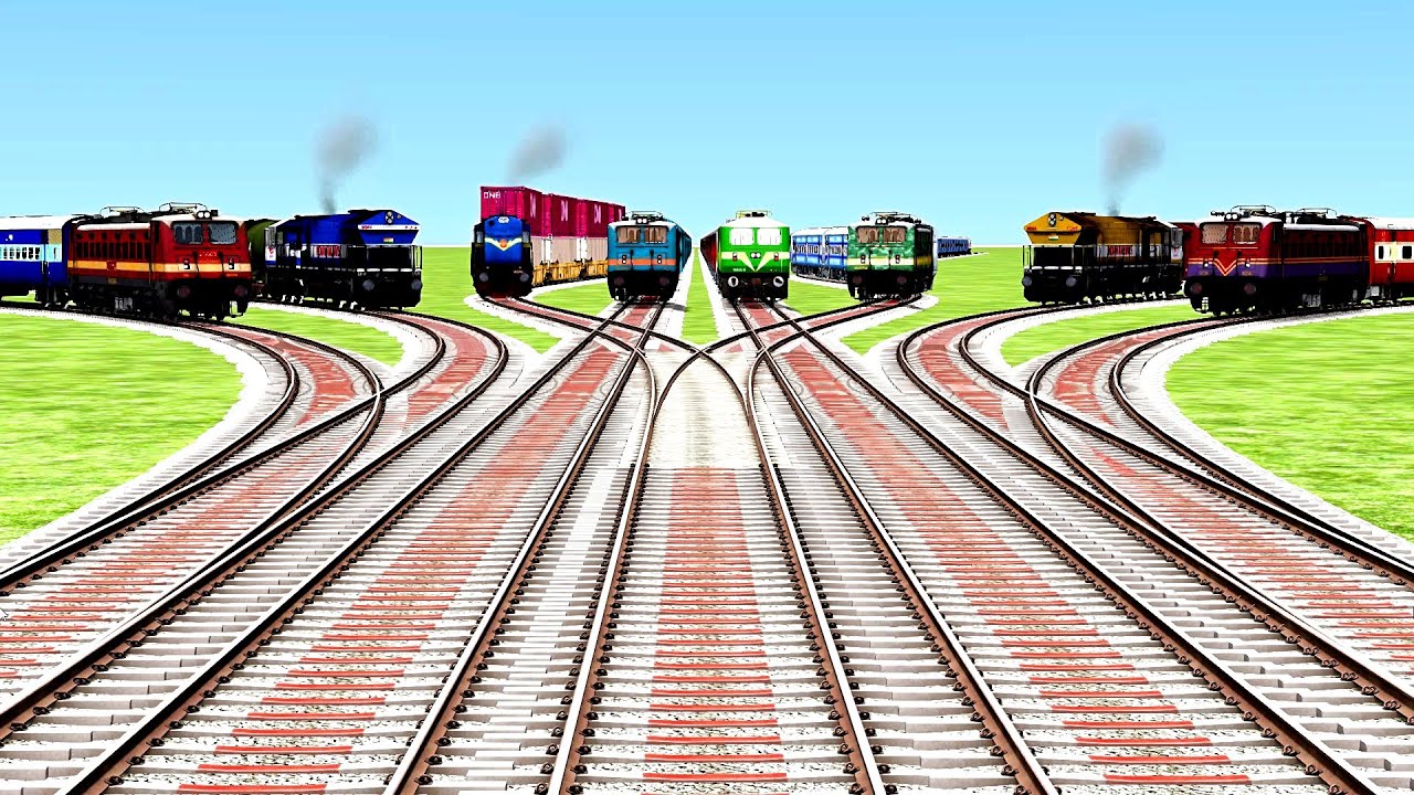 8 TRAINS STANDING IN BUMPY TRACKS| #railroad - YouTube