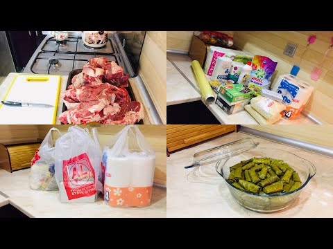 🌼 #VLOG12 YEMEKLİK ETLERİMİ NECE HAZIRLAYIRAM.MARKET ALİŞVERİŞİ BİTMİR.YARPAQ DOLMASI