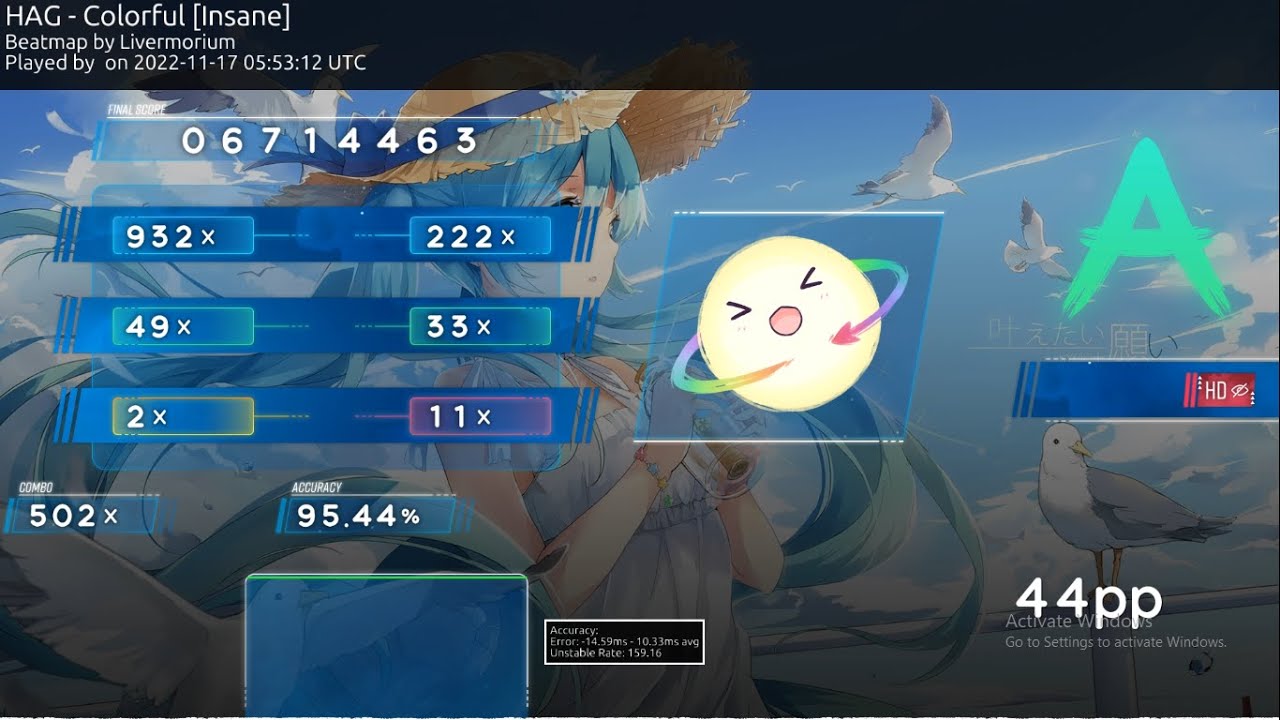 [osu!] HAG - Colorful [Insane] +HD - YouTube