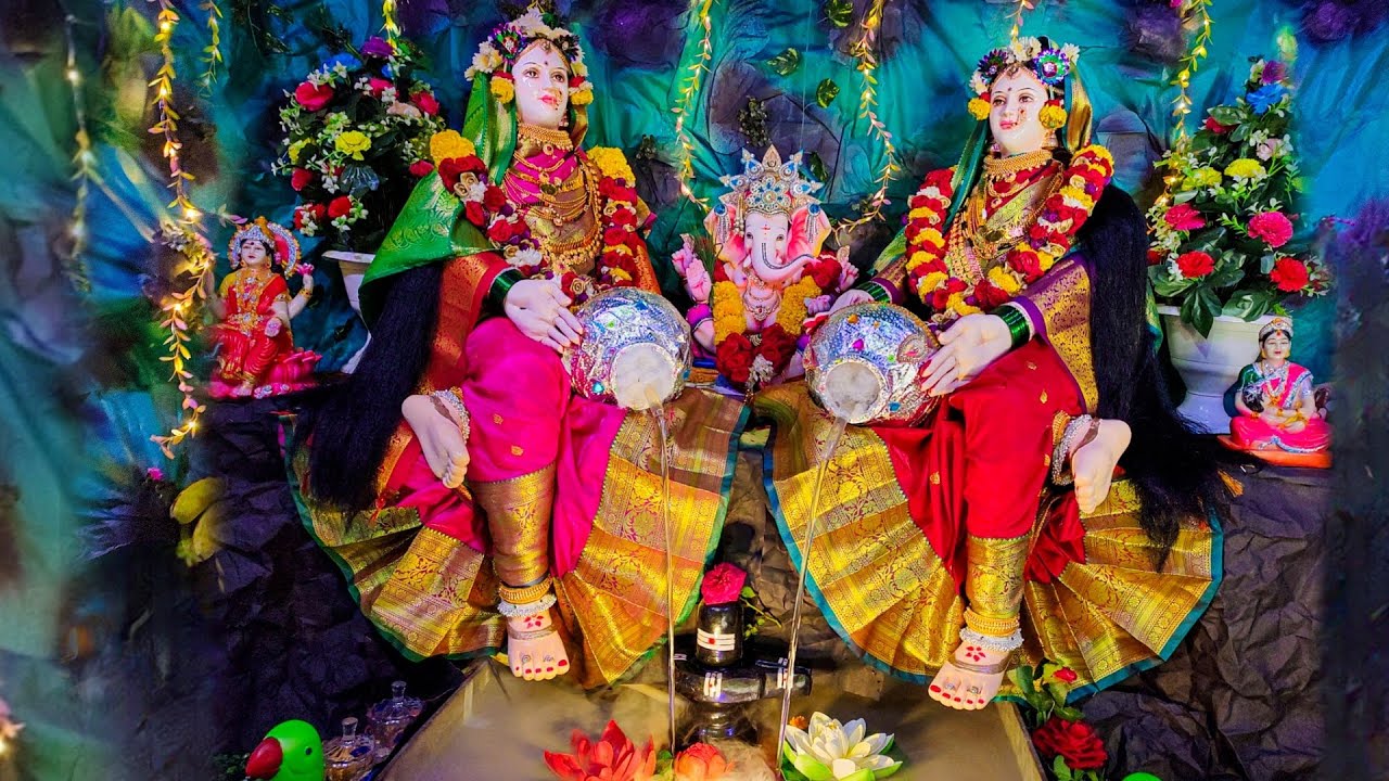 चांदणे परिवार गौरी गणपती आरास | Gauri Poojan 2024 | gauri ganpati ...