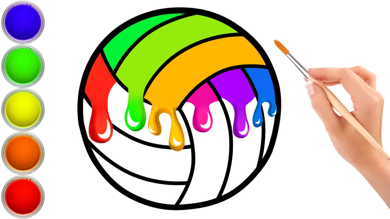 How to draw a Volleyball with rainbow colors / Learn to draw - YouTube