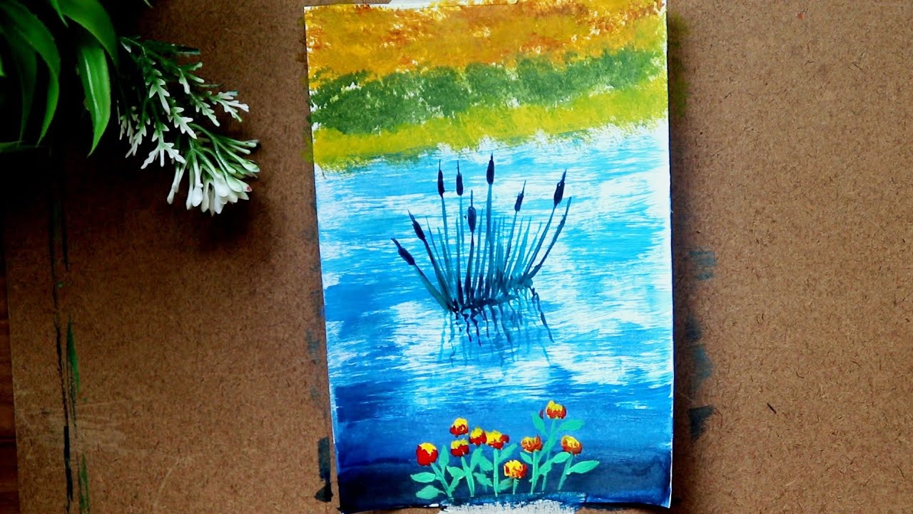 landscape painting tutorial step by step for kids - YouTube