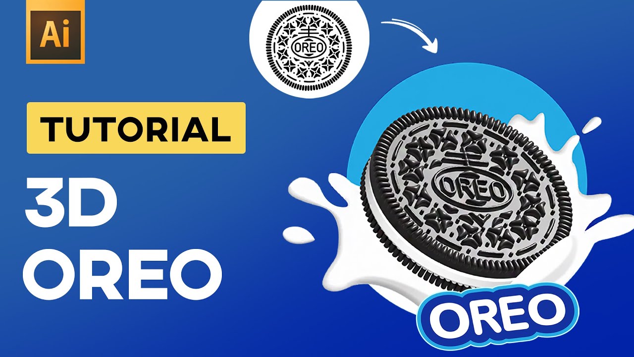 How to create Realistic 3D OREO in Illustrator | Learn 3D in ...
