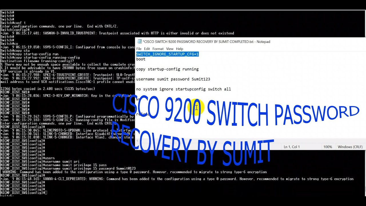 CISCO 9200 SWITCH PASSWORD RECOVERY BY SUMIT - YouTube