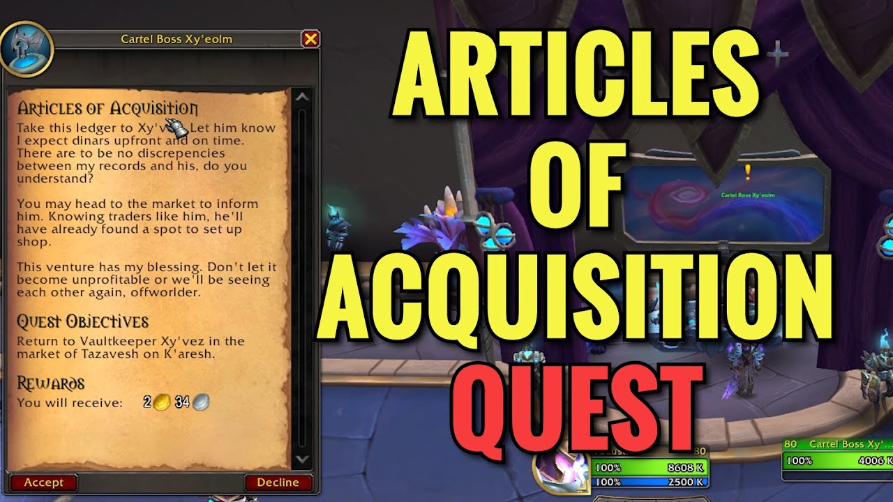 Articles Of Acquisition Quest (WoW TWW) - YouTube