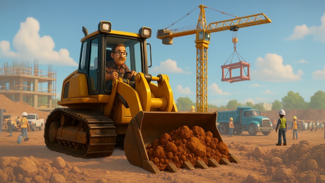 Excavator Song for Kids 🚜 Construction Crew (Bulldozer & Crane) - YouTube