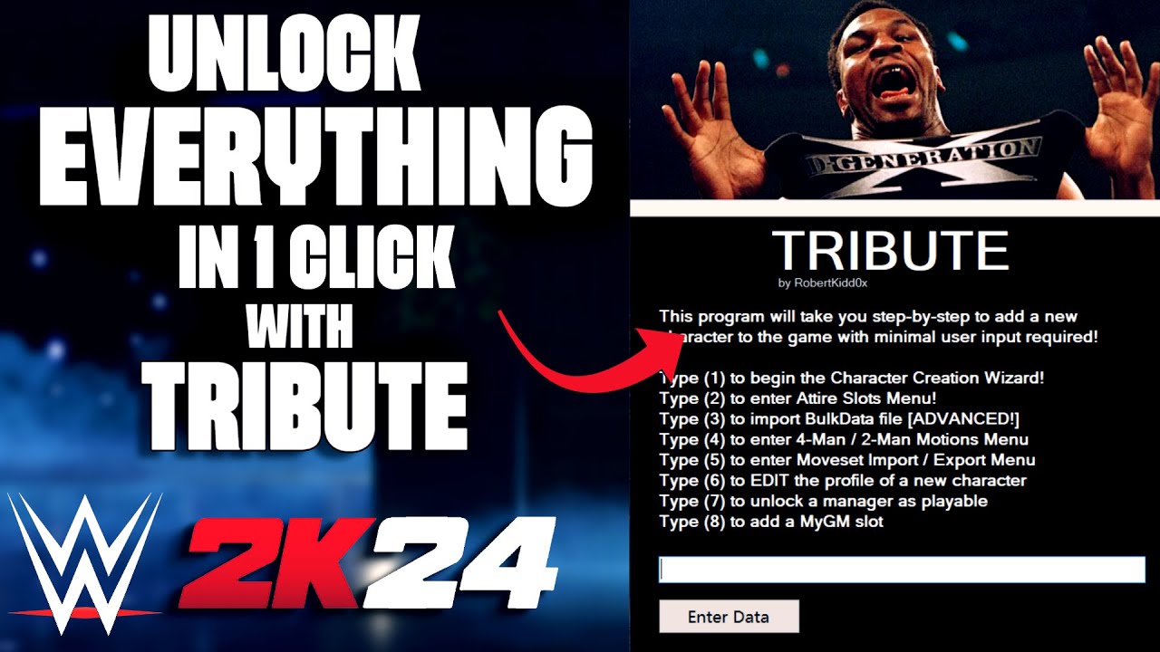 UNLOCK EVERYTHING IN 1 CLICK WITH TRIBUTE TOOL - WWE 2K24 - YouTube