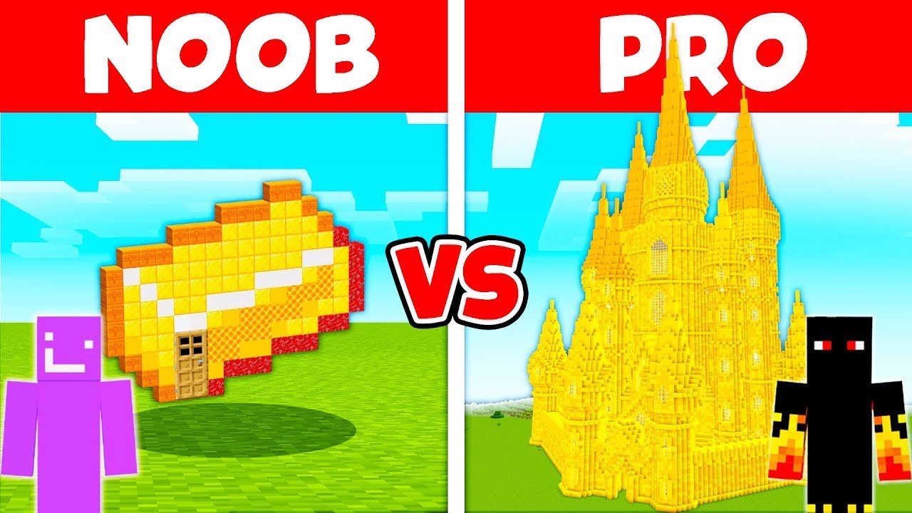 NOOB vs PRO: GOLDEN CASTLE HOUSE Build Challenge in Minecraft! - YouTube