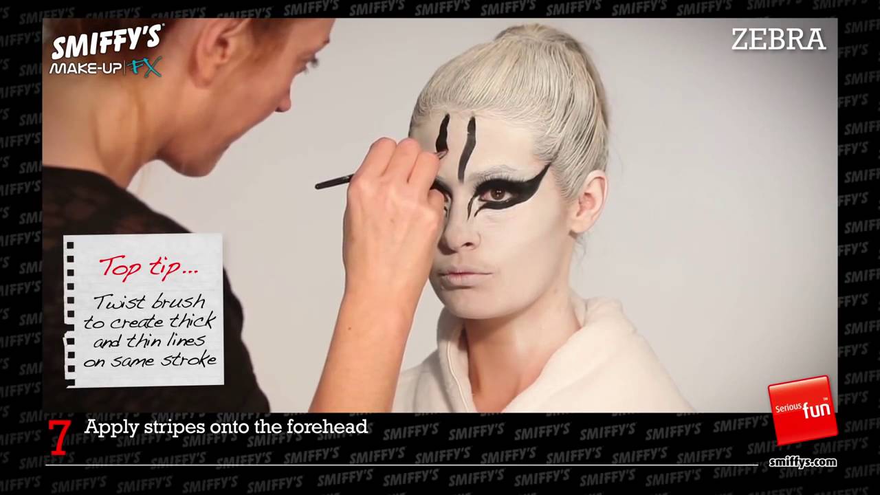 Zebra Face Painting Make up Tutorial - YouTube