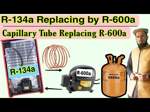 R-134a replaced by R-600a || Replacing capillary tube for R-600a - YouTube