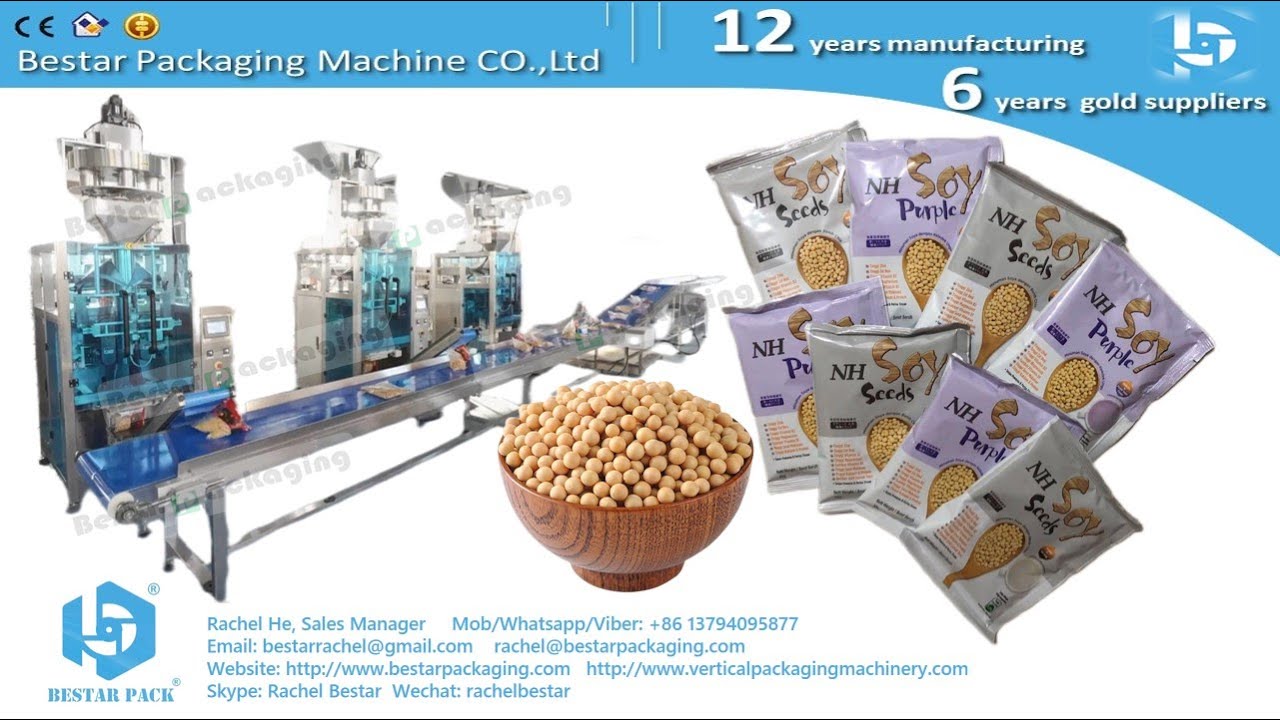 Automatic packaging line for soybean pouch with weighing function and ...