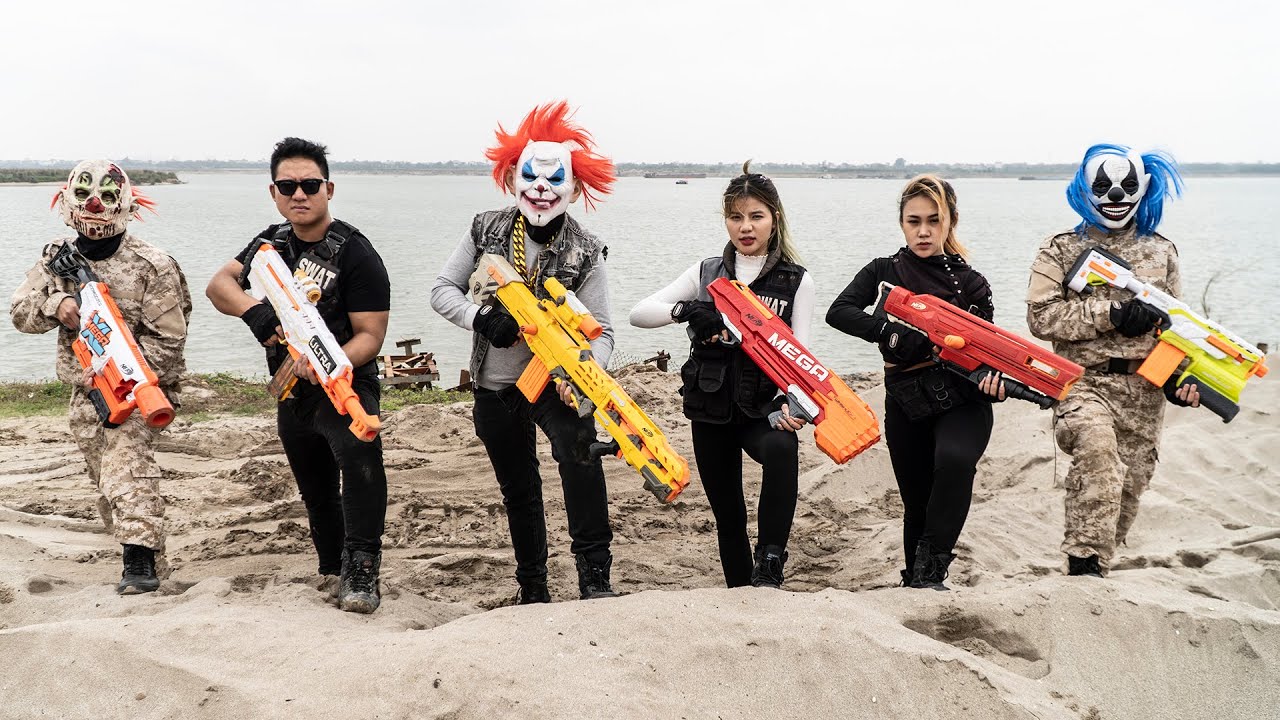 LTT Mask Nerf : Couple Silver Flash Nerf Guns Fight Crime Mr Tiger Mask ...