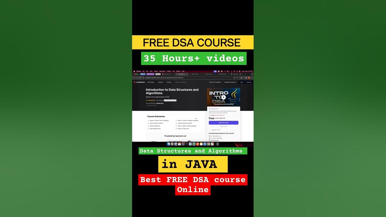 FREE DSA Course in Java ~35 hours+ DSA #dsa #datastructures #faang #getplaced #faangpreparation ...