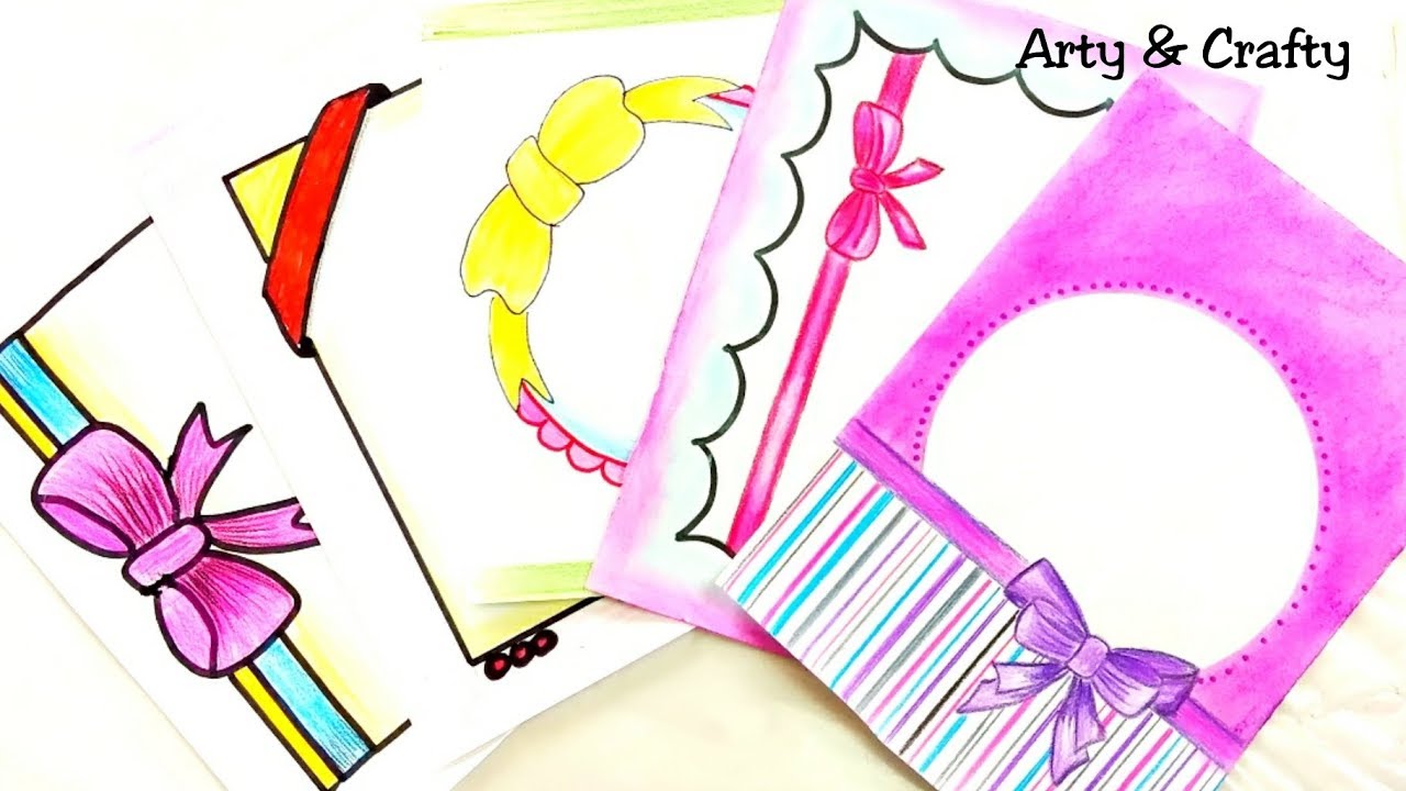 DIY 5 Border Design | Easy Ribbon Project Border on Paper | Designs for ...
