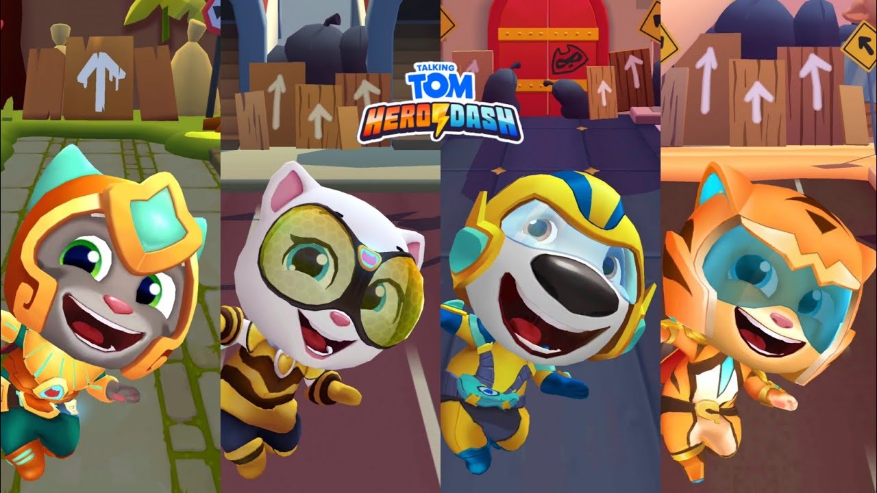 Talking Tom Hero Dash Gold Flash Tom vs Queen Bee Angela vs Super ...