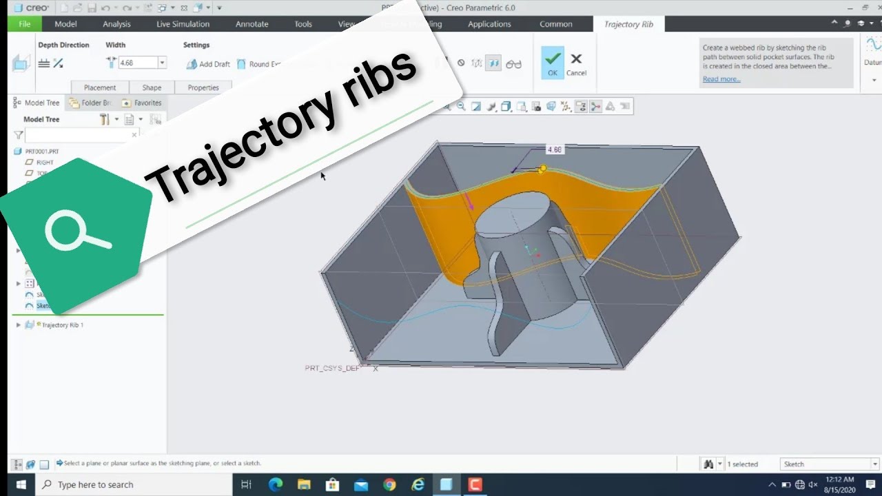 Lecture (08) # Trajectory ribs, #Creo#Pro-E complete course Online ...