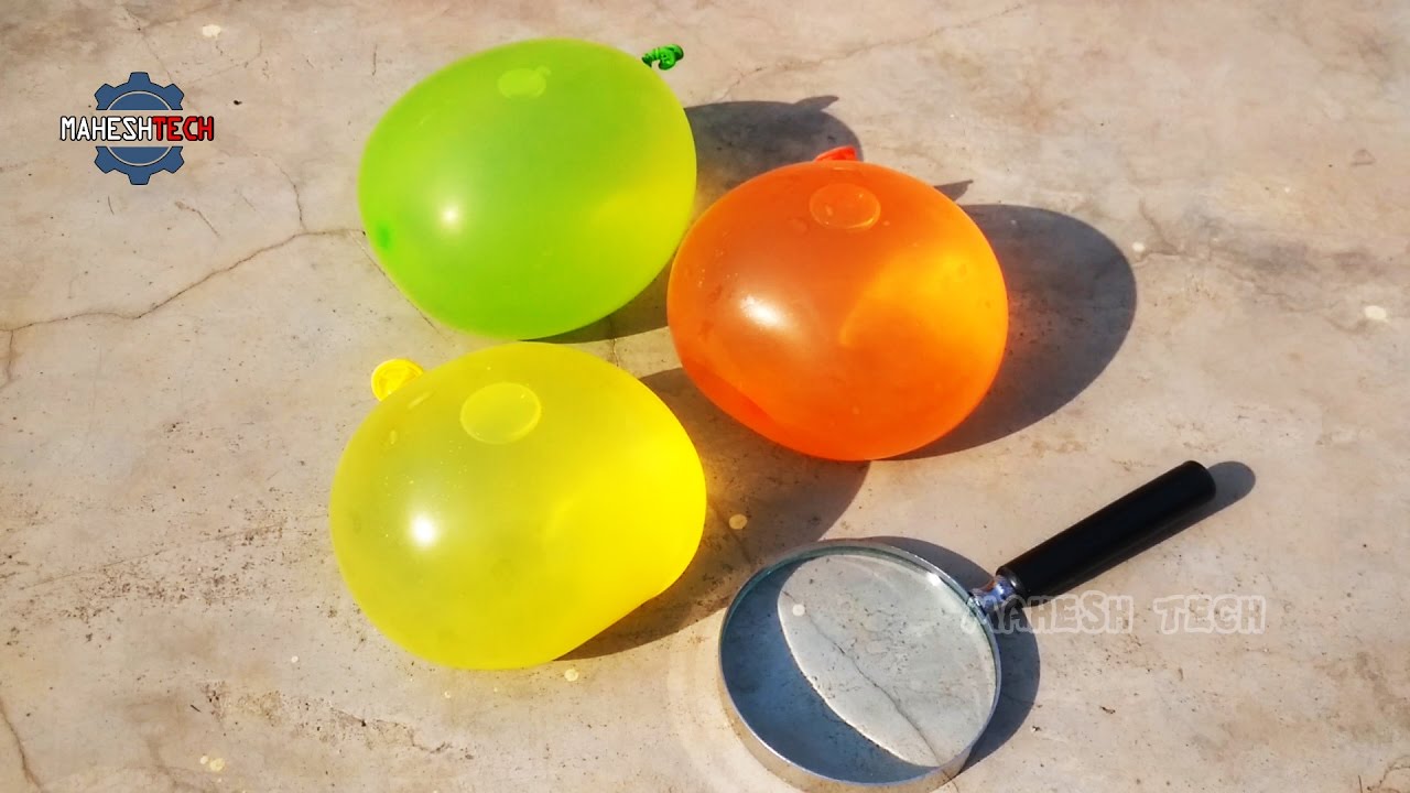 Water Balloons Popping and Fire With Magnifying Glass | Crazy Tech Man ...