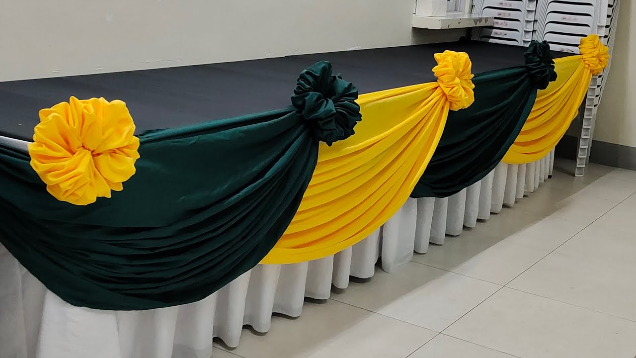 Scallop swag design with flower fold design table skirting tutorial ...