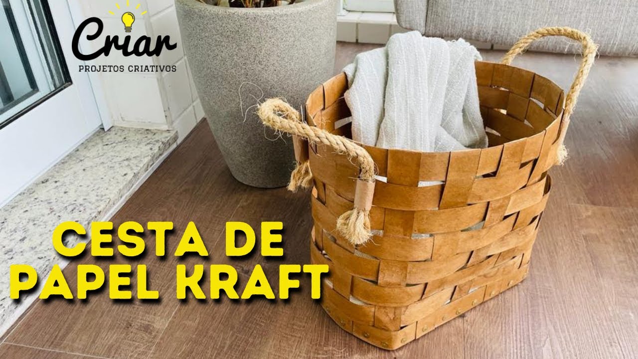 COMO FAZER CESTA DE PAPEL KRAFT| Faça Você Mesmo | Diy | Decoração Boho ...