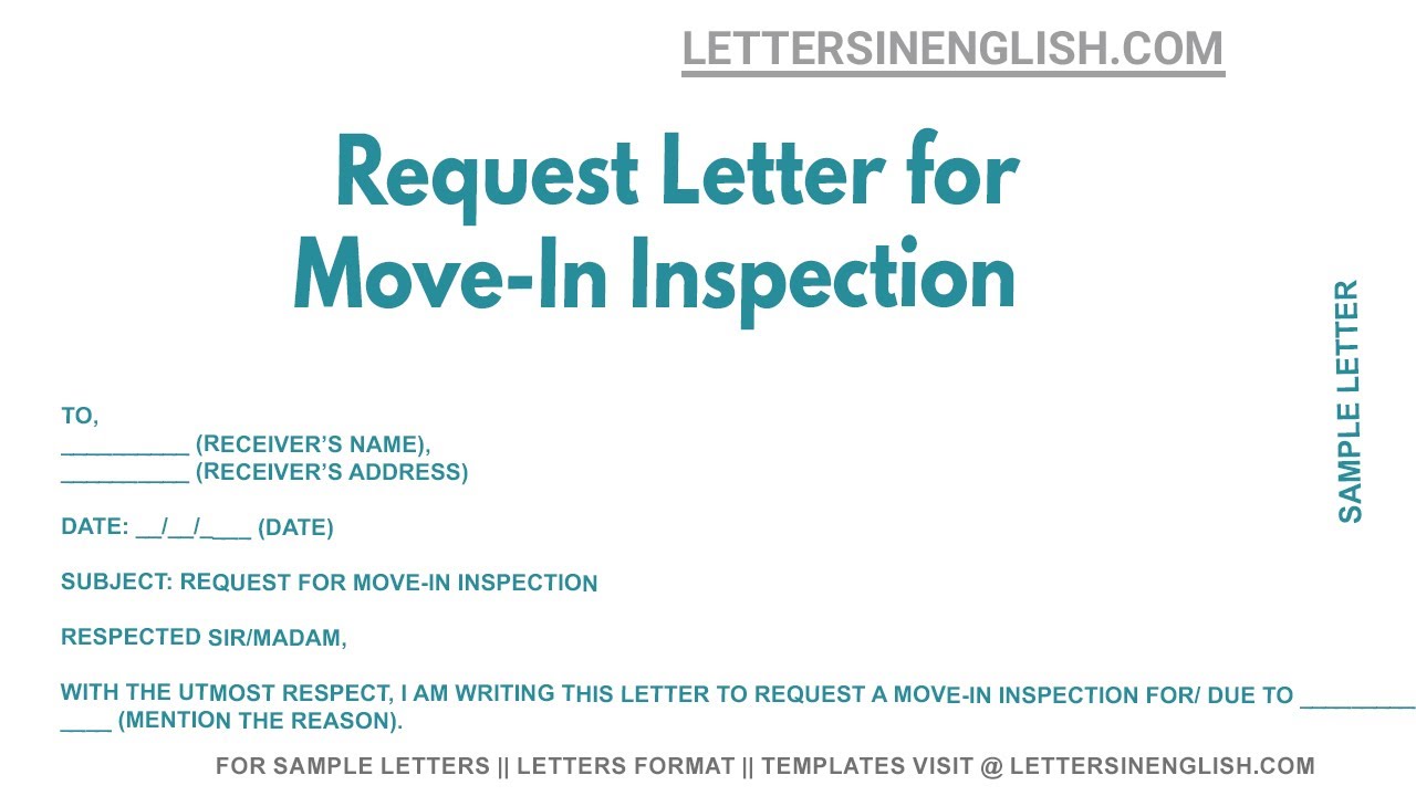 Request Letter For Move-in Inspection - Sample Letter Requesting Move ...